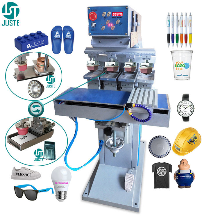 Multi Four Colour Pad Printing Machine Closure Rotary Cap Automatic Pad ...